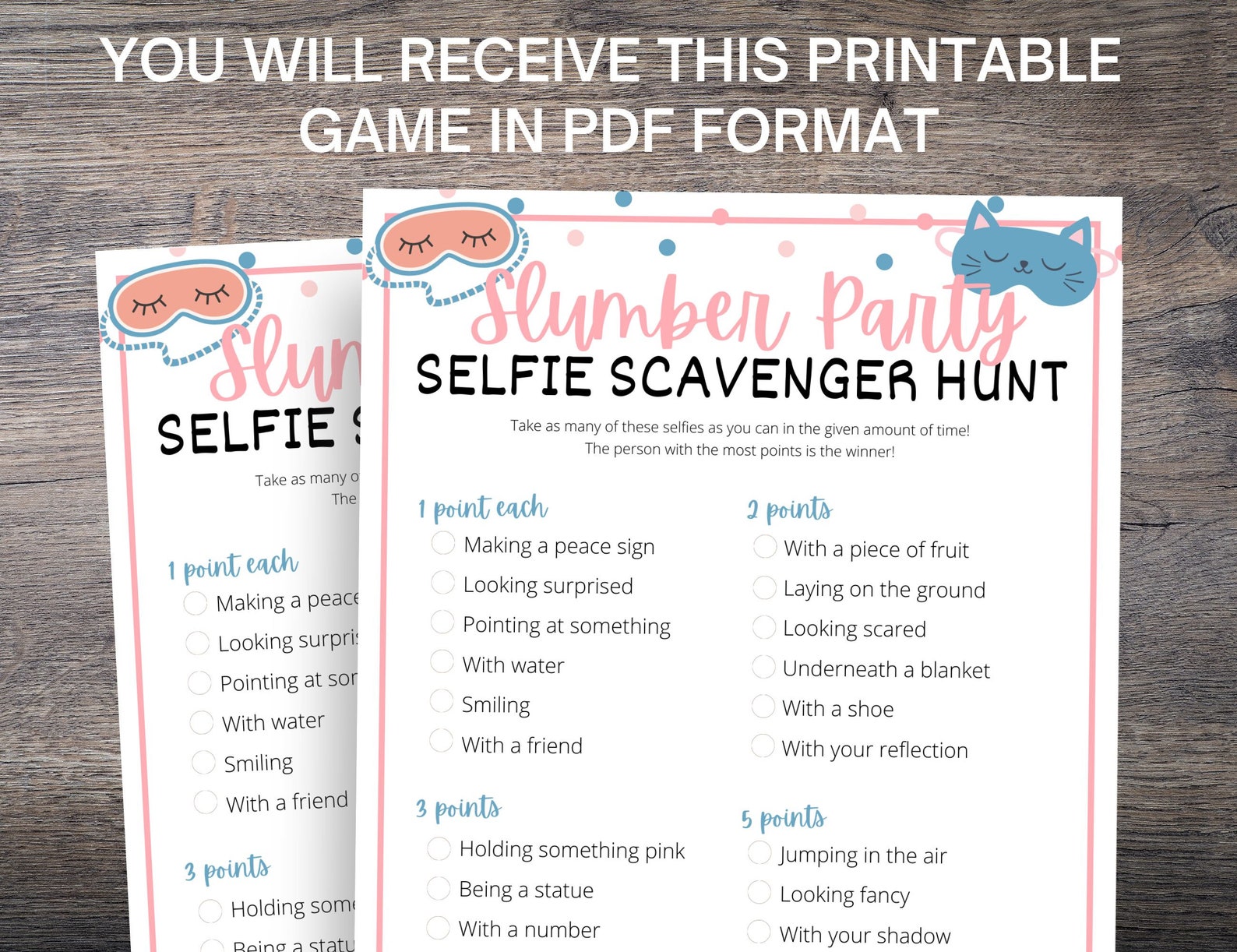 Slumber Party Selfie Scavenger Hunt Game Fun Sleepover Game - Etsy