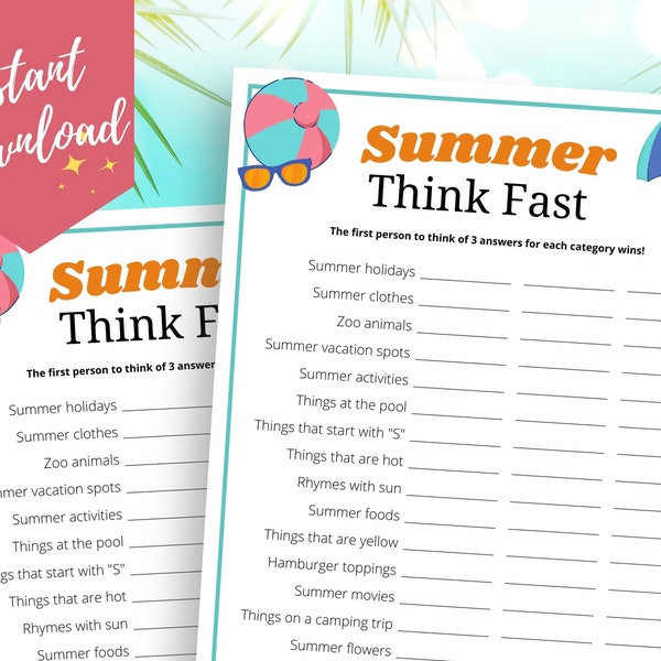 Think Fast Game - Etsy