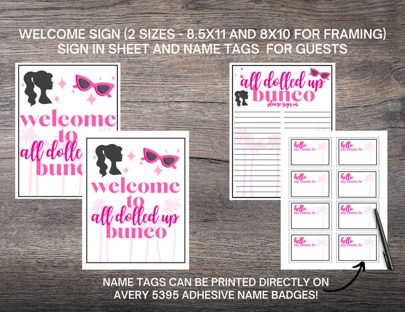 All Dolled up Bunco Bundle: Printable Scorecards, Tally Sheets, and ...