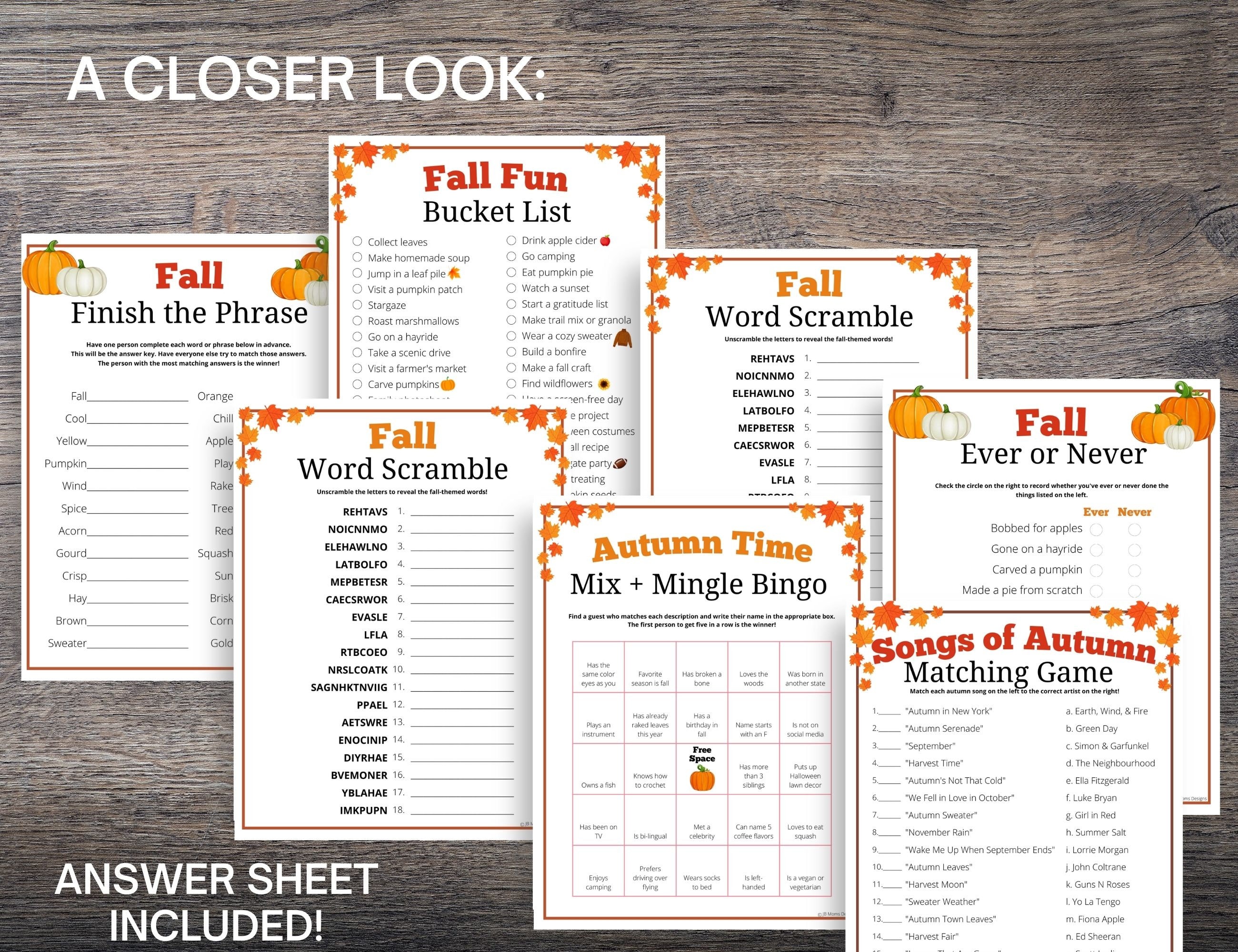 Fall Games MEGA Bundle: 63 Printable Autumn Activities and Icebreakers ...
