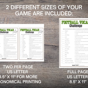 Football Vocabulary Quiz Game: Trivia Night Party (digital Download) - Etsy