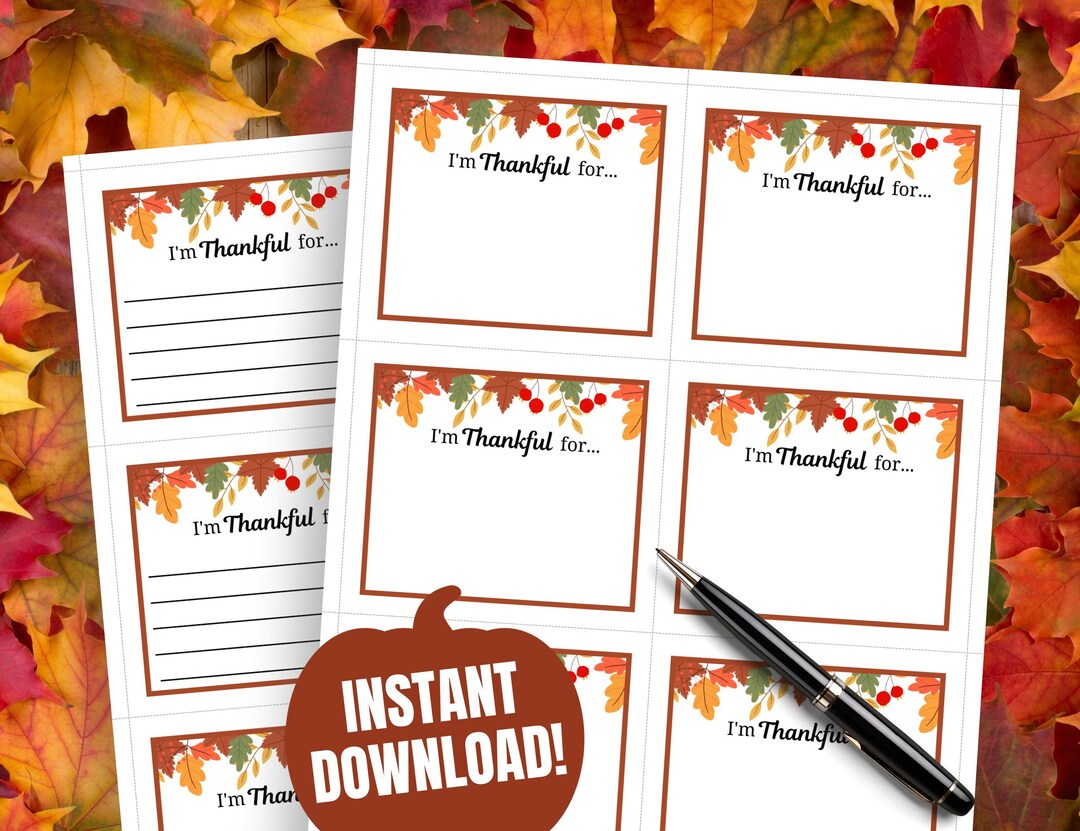 Thanksgiving Gratitude Cards: Table Activity for Kids & Adults (PDF ...
