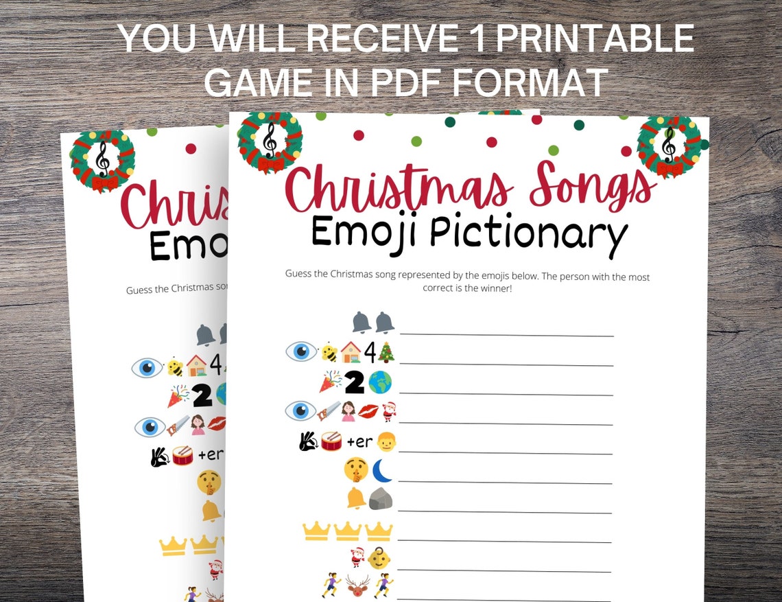 Christmas Music Emoji Pictionary Game Christmas Emoji - Etsy