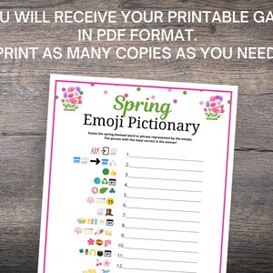 Spring Emoji Pictionary Game, Fun Spring Emoji Game for Kids, Teens ...