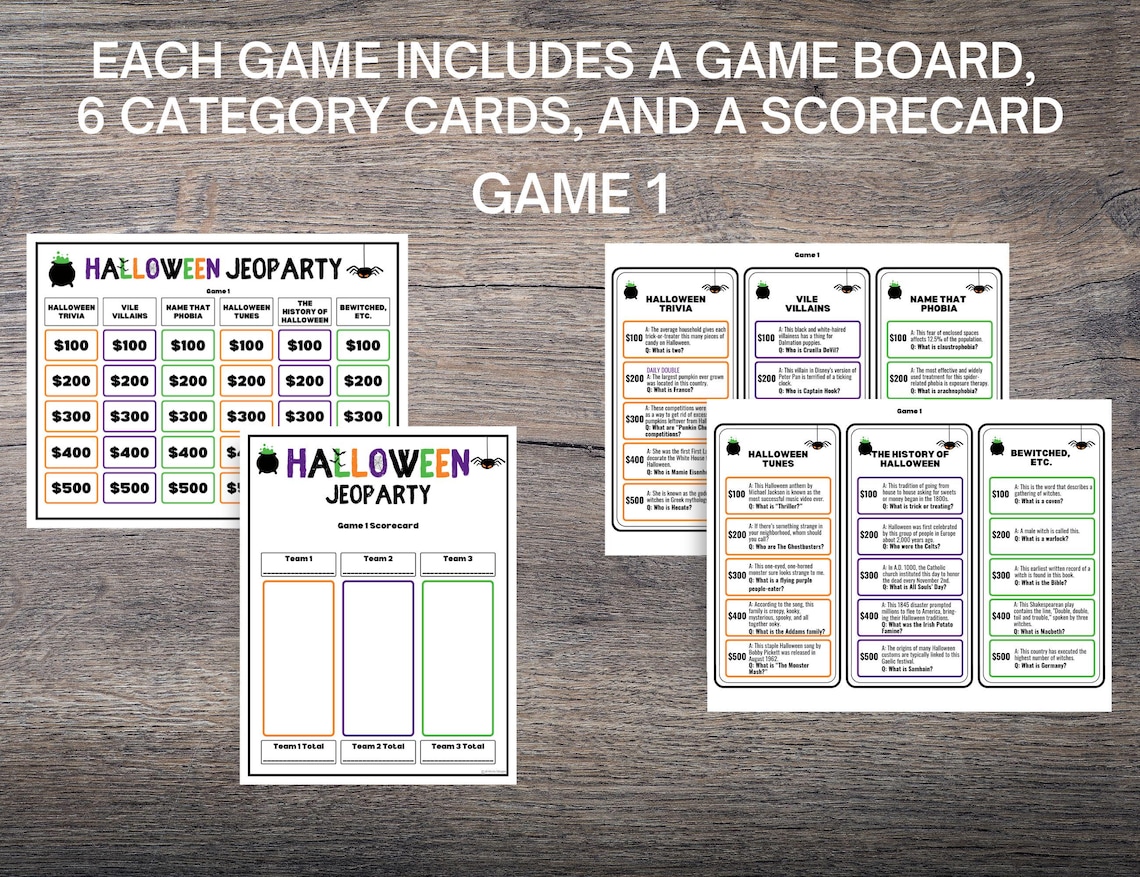 Halloween Jeoparty Game Bundle: Trivia Night (digital Download) - Etsy