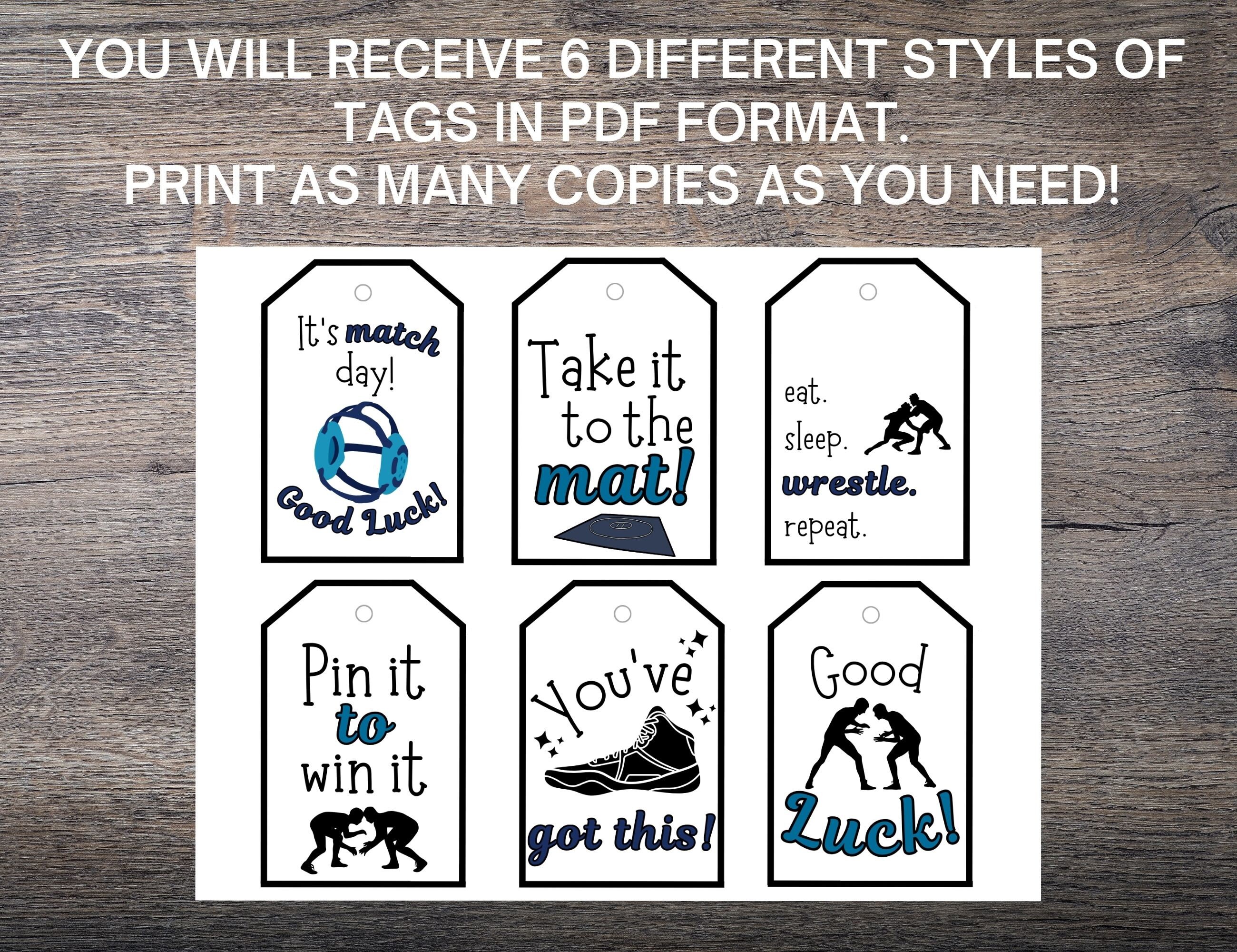 Wrestling Treat Tags: Good Luck Snack Tags (PDF) - Etsy