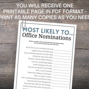 Office Party Most Likely to Nominations Game, Coworker Superlative ...