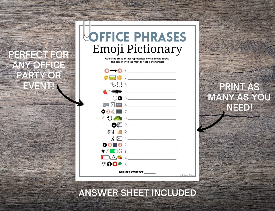 Office Trivia Game Bundle Office Emoji Pictionary Fun Work - Etsy