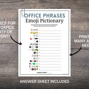 Office Trivia Game Bundle, Office Emoji Pictionary, Fun Work Party ...