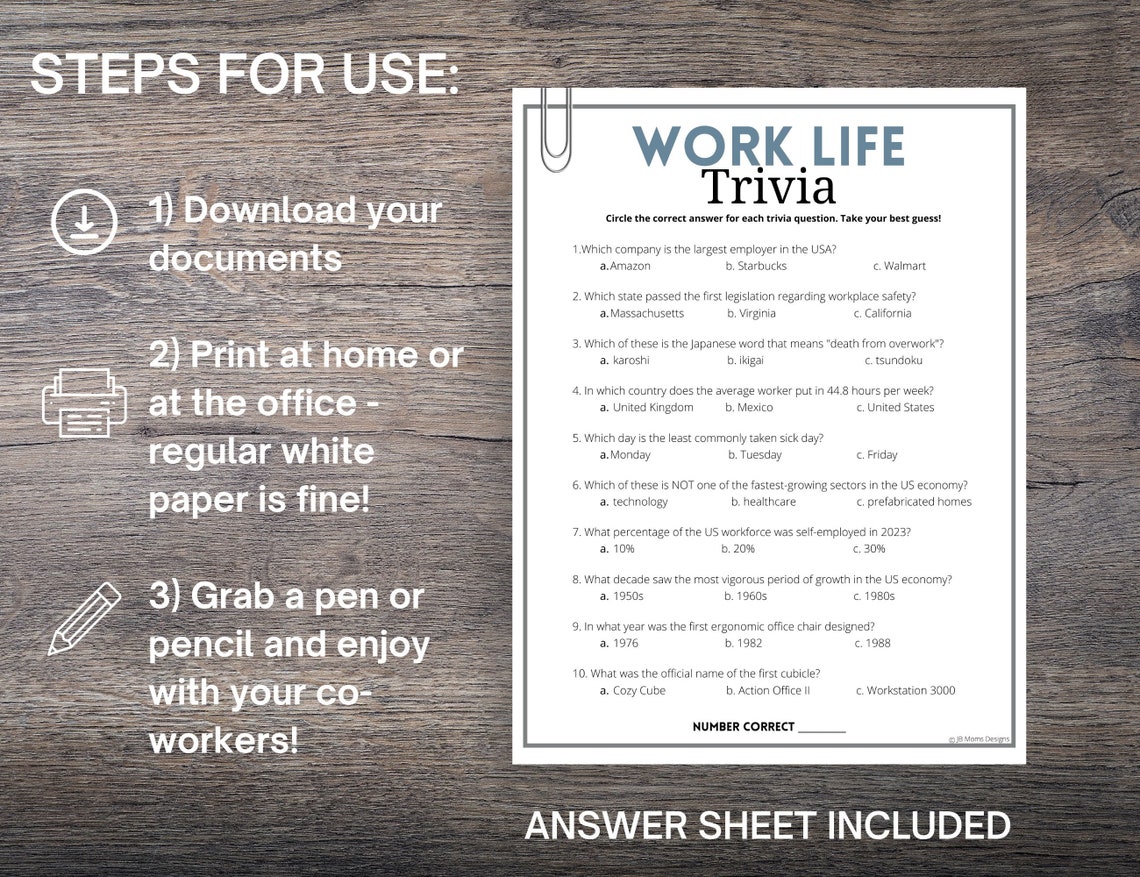 Work Trivia Game Fun Office Party Idea for Team Building - Etsy