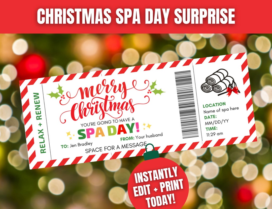 Christmas Spa Day Gift Certificate Christmas Gift Template - Etsy
