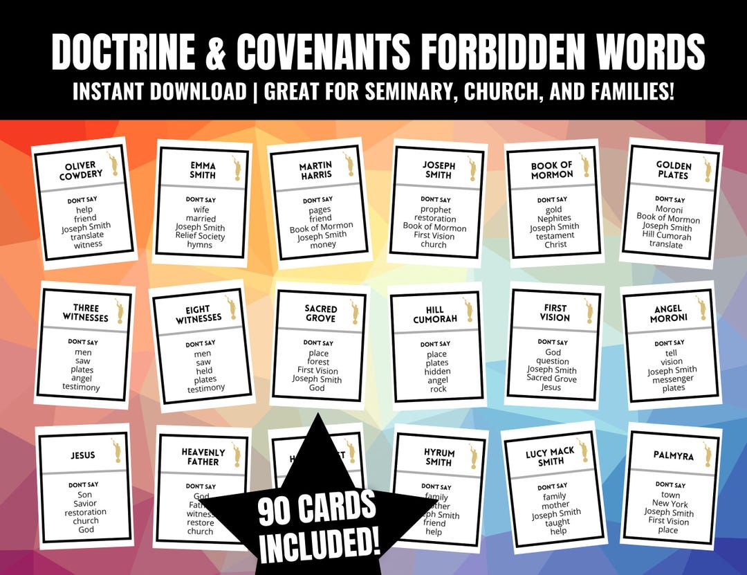 Doctrine and Covenants Forbidden Words Game: LDS Seminary or Sunday ...