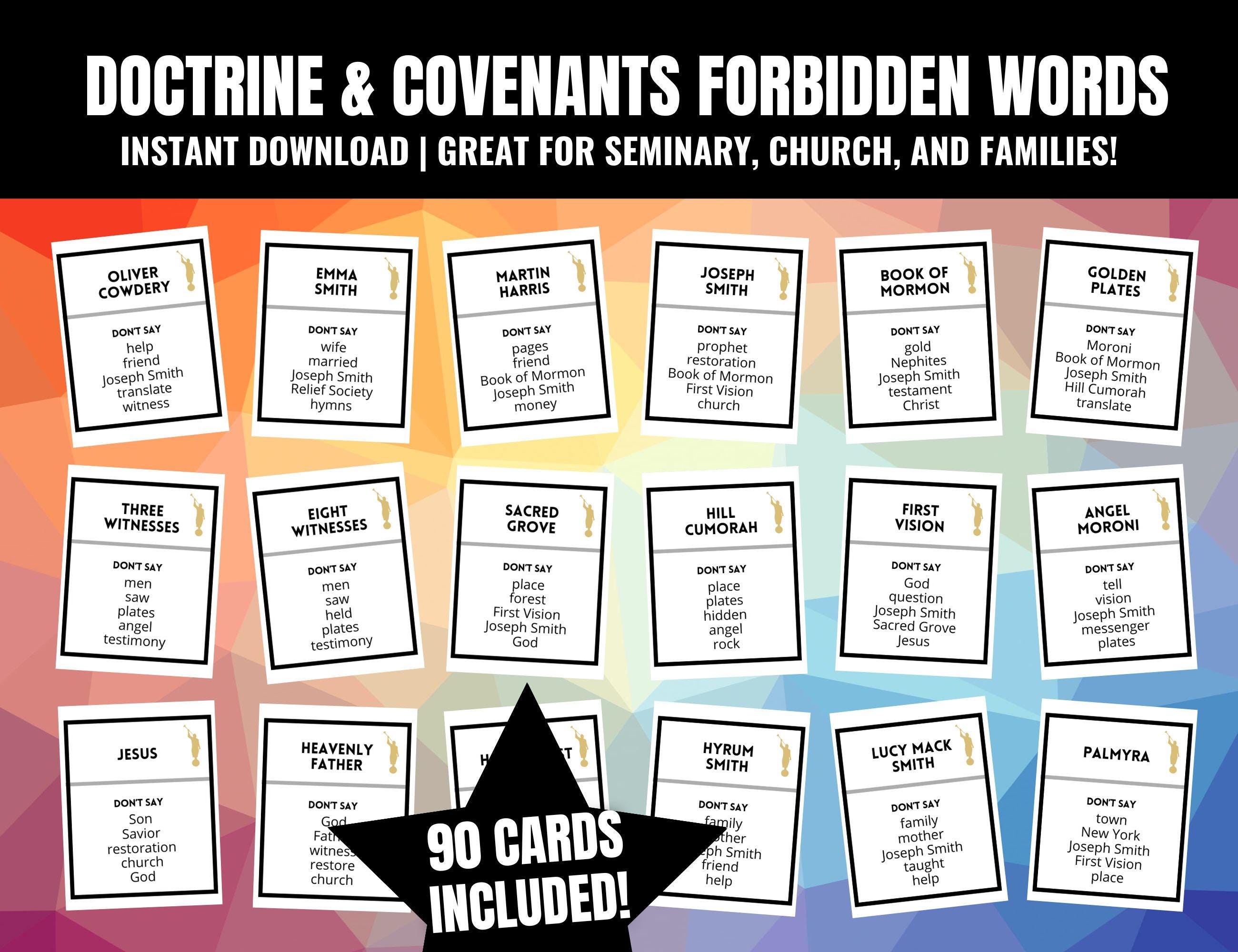 Doctrine and Covenants Forbidden Words Game: LDS Seminary or Sunday ...