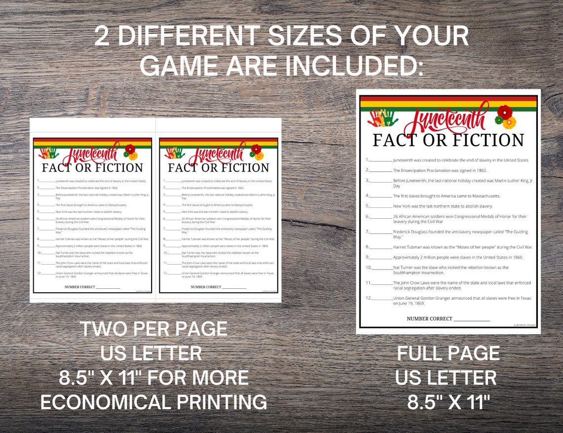 Juneteenth Fact or Fiction Trivia Game Fun Juneteenth Game to - Etsy