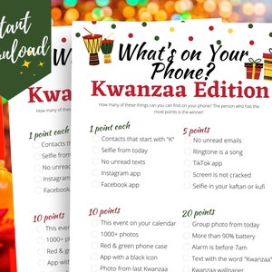 Kwanzaa What's on Your Phone Game, Fun Kwanzaa Party Game for Teens ...