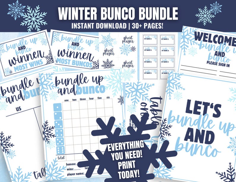 Winter Bunco MEGA Bundle: Printable Scorecards, Tally Sheets, Table ...