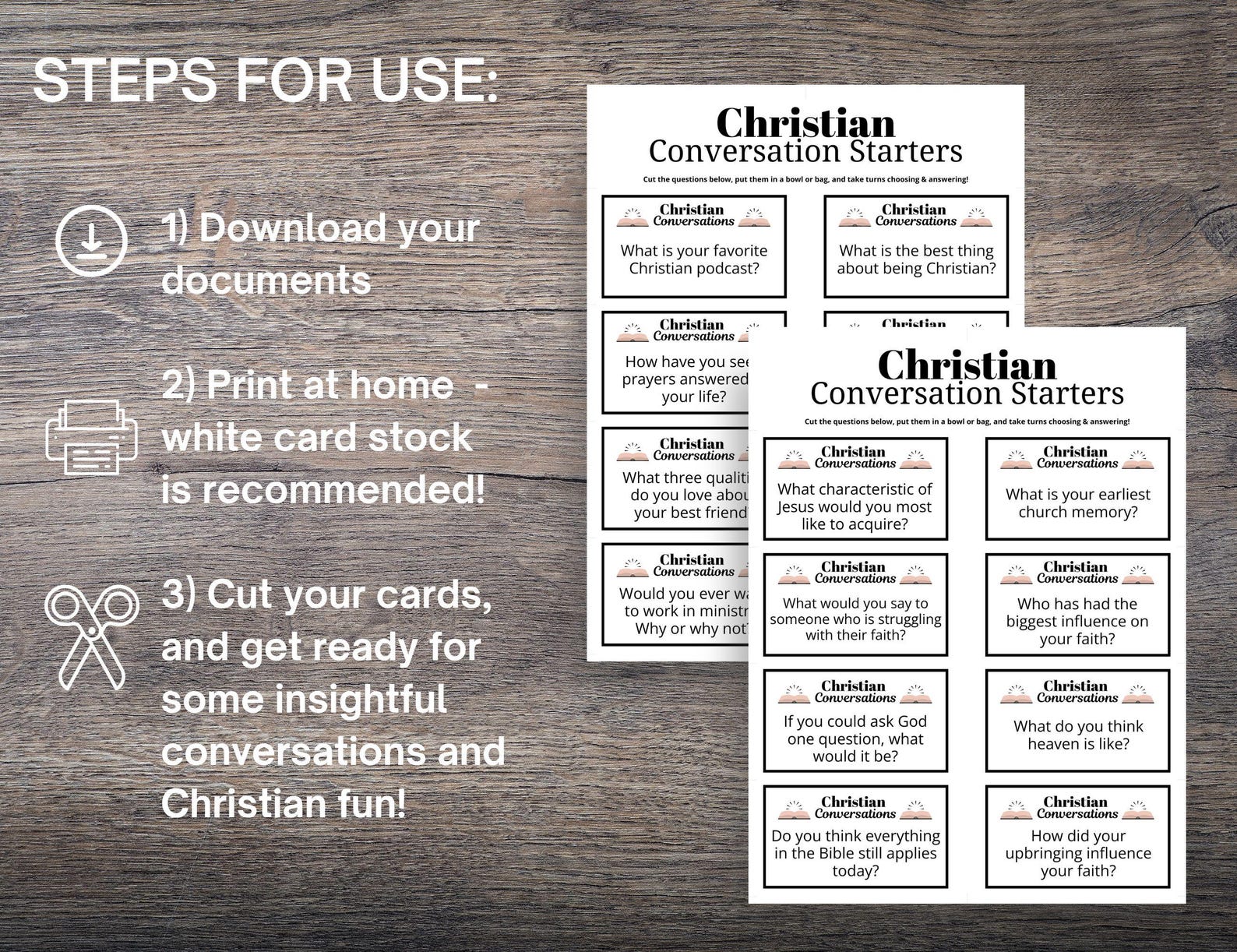 Bible Conversation Starter Cards: Christian Games (digital Download) - Etsy