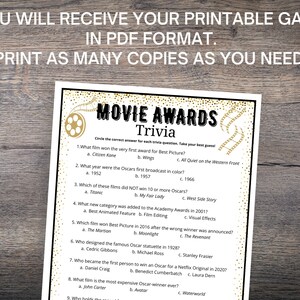 Movie Awards Show Trivia Game, Fun Academy Quiz, 96th Awards Watch ...