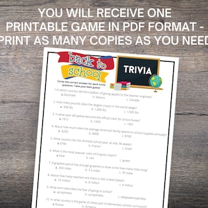 Back to School Trivia Game: Printable Classroom Icebreaker (digital ...