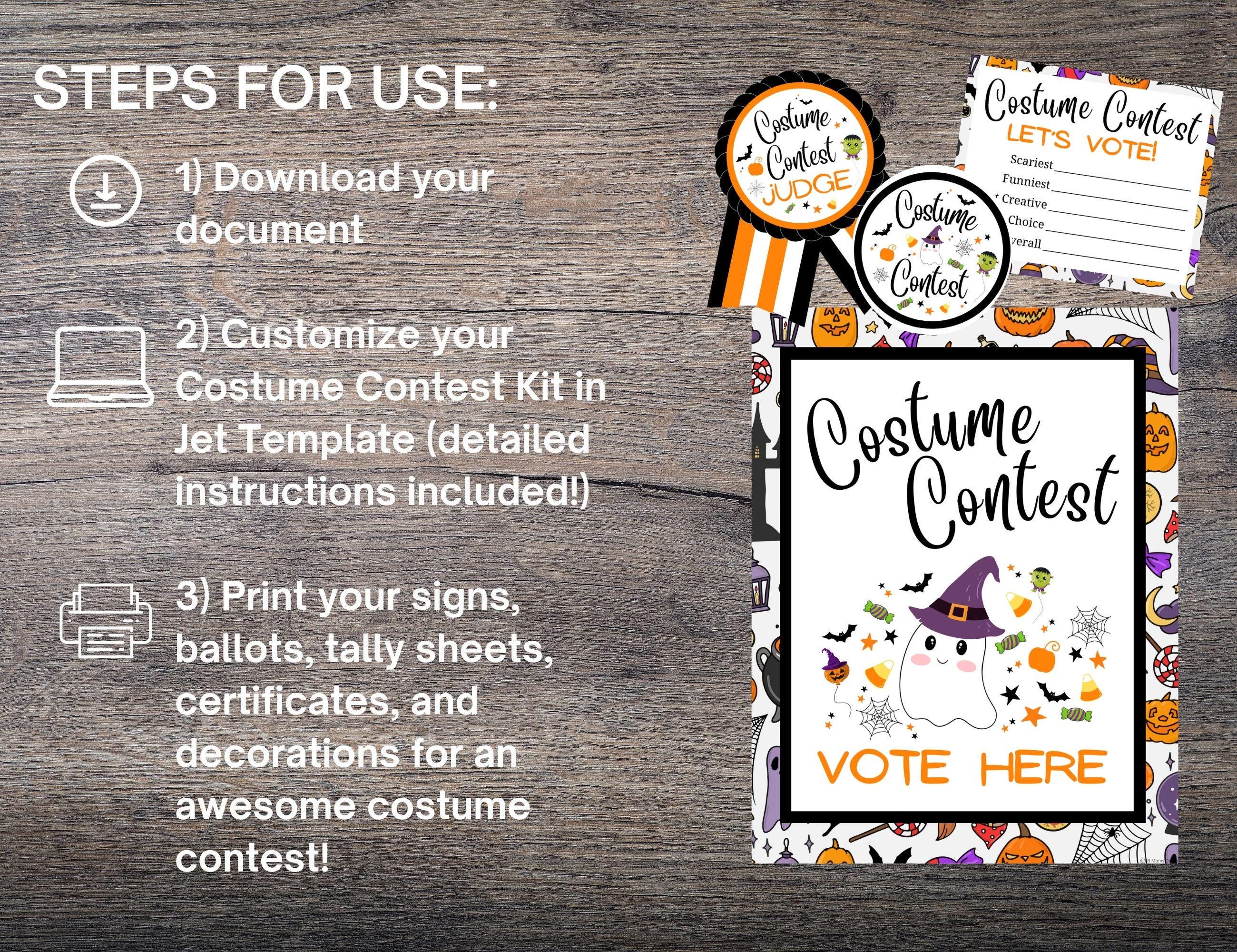 Editable Halloween Costume Contest Kit: Ballots, Awards and More ...