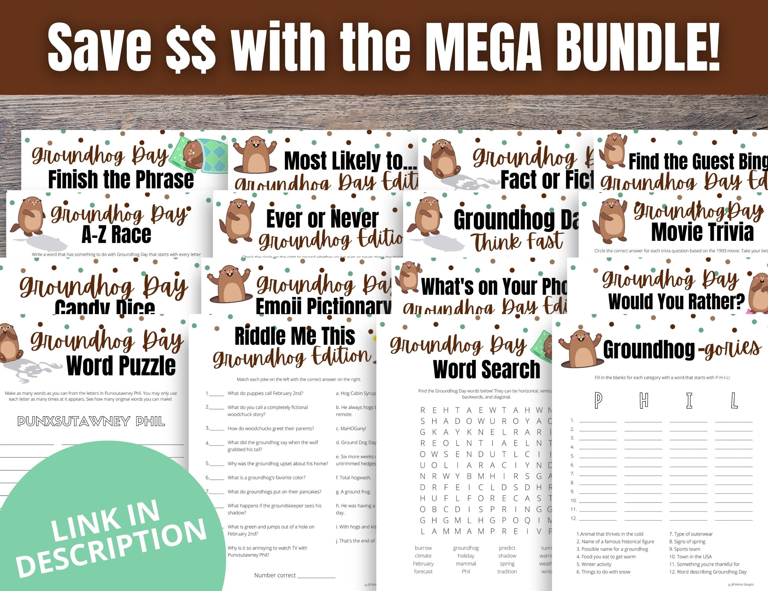 Groundhog Day 3-game TRIVIA Bundle Fun Groundhog Day Party - Etsy