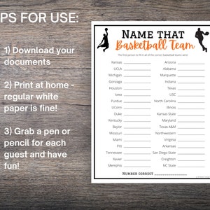 Name That College Basketball Team Printable Game Fun - Etsy