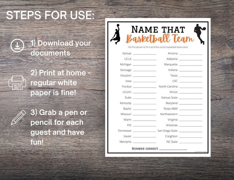 Name That College Basketball Team Printable Game Fun - Etsy