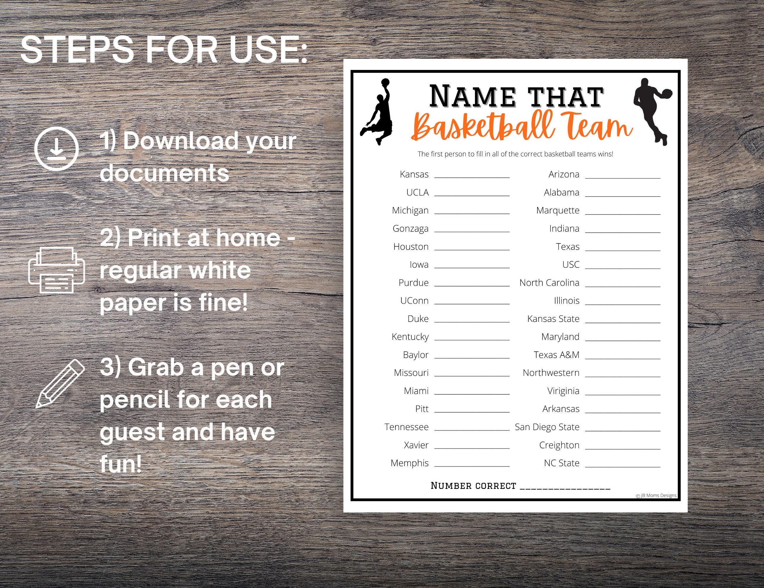 Name That College Basketball Team Printable Game Fun - Etsy