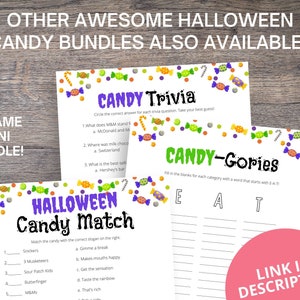 Halloween Candy Match Game, Candy Slogan Trivia Game, Halloween Candy ...