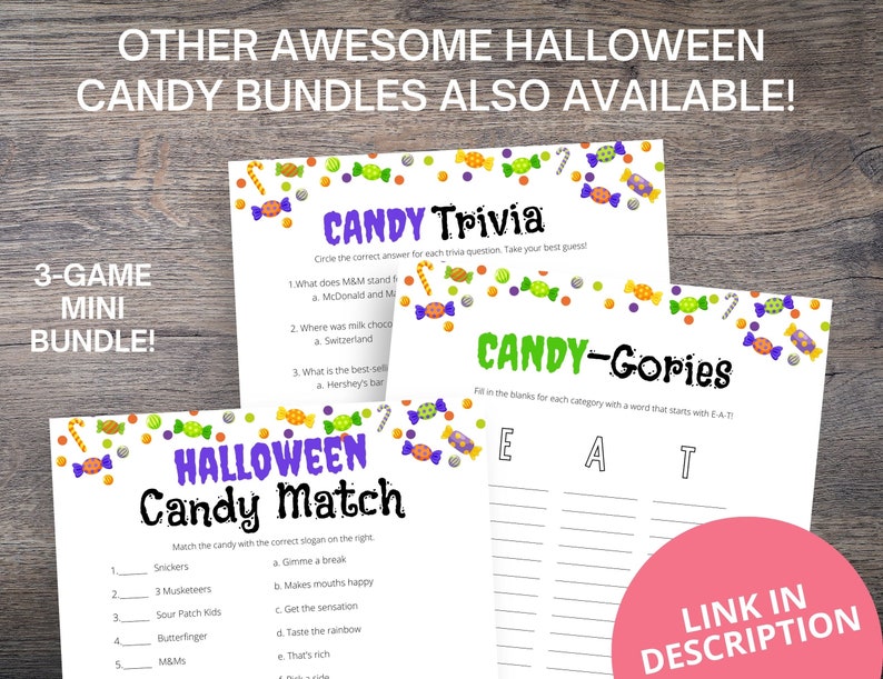 Halloween Candy Match Game Candy Slogan Trivia Game - Etsy