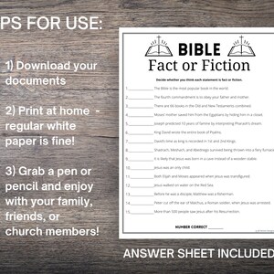 Bible Fact or Fiction Trivia Game: Fun Church Quiz (printable PDF) - Etsy