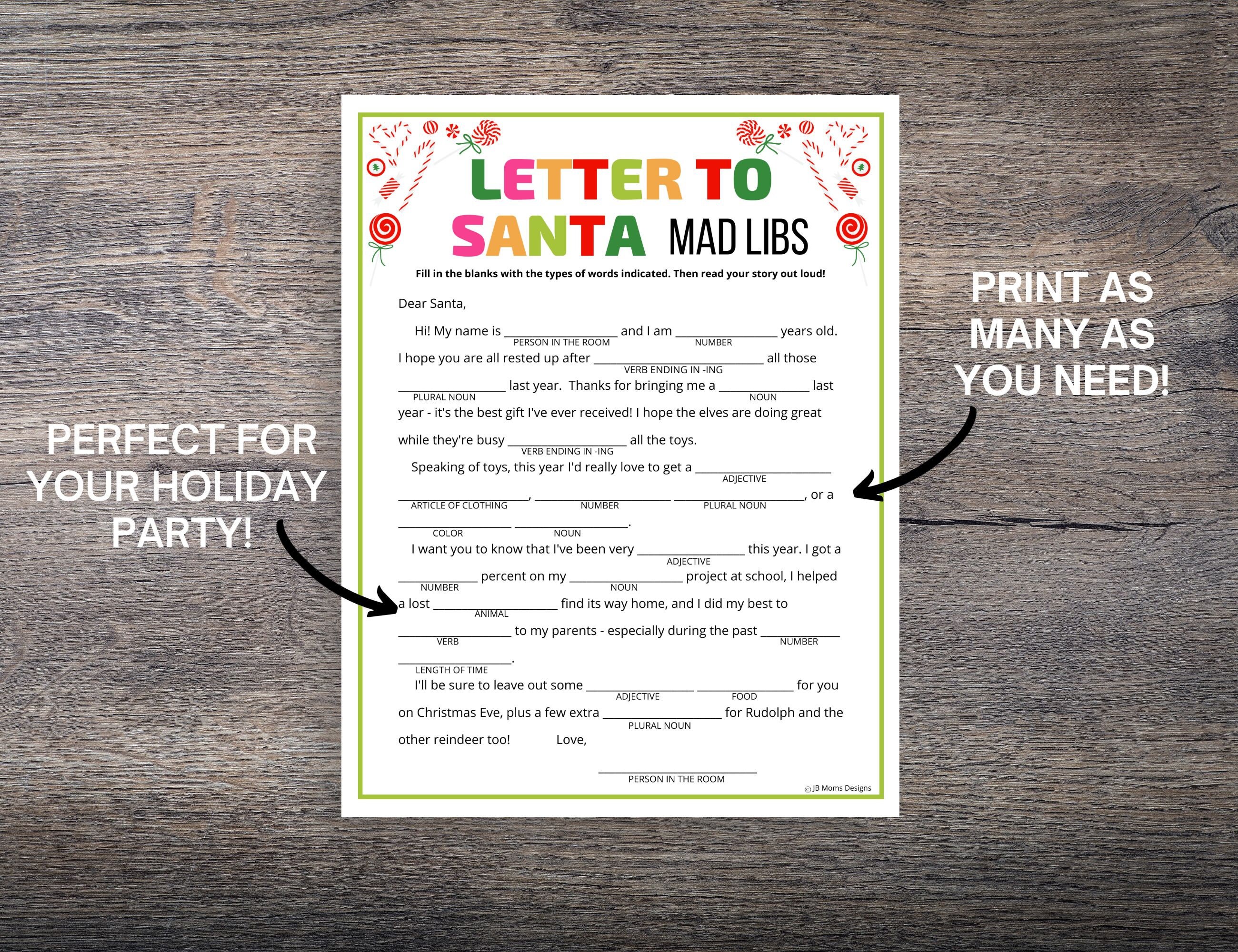 Christmas Mad Libs Game: Fun Holiday Party Activity (digital Download ...