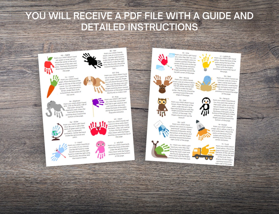 Alphabet Handprint Art Craft: A-Z Printable Book (digital Download) - Etsy