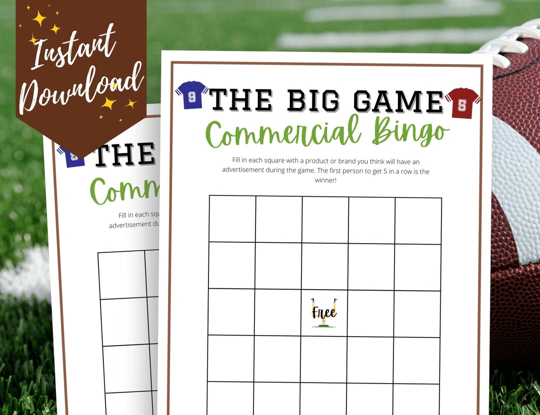 Football Halftime Game Commercial Bingo 2023 Super Bowl Party - Etsy