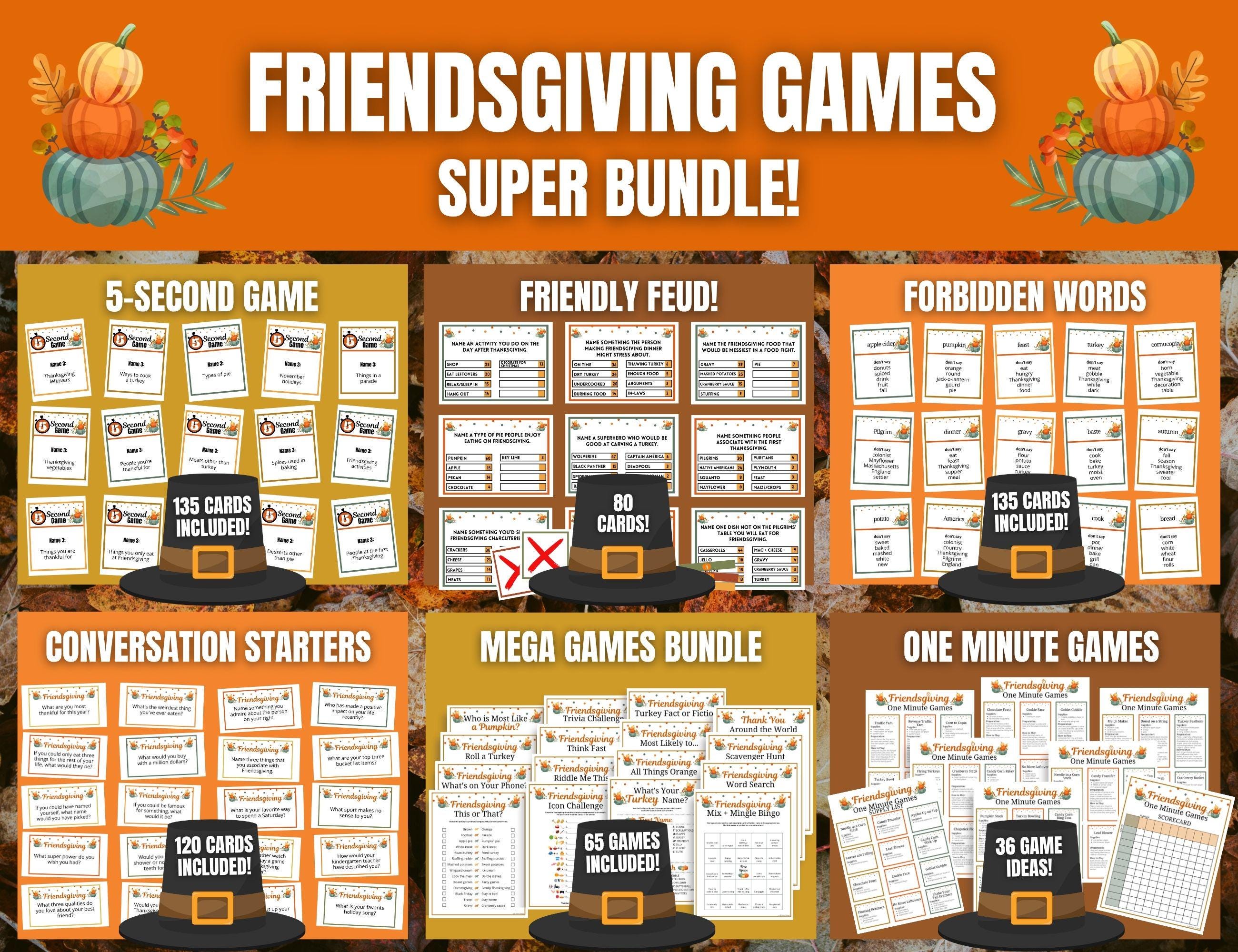 Friendsgiving Games SUPER Bundle: Games, Trivia, Friendly Feud, Party ...