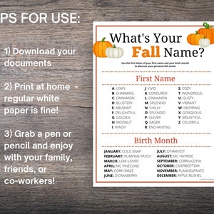 What's Your Fall Name? Printable Fall Name Generator, Funny Fall ...