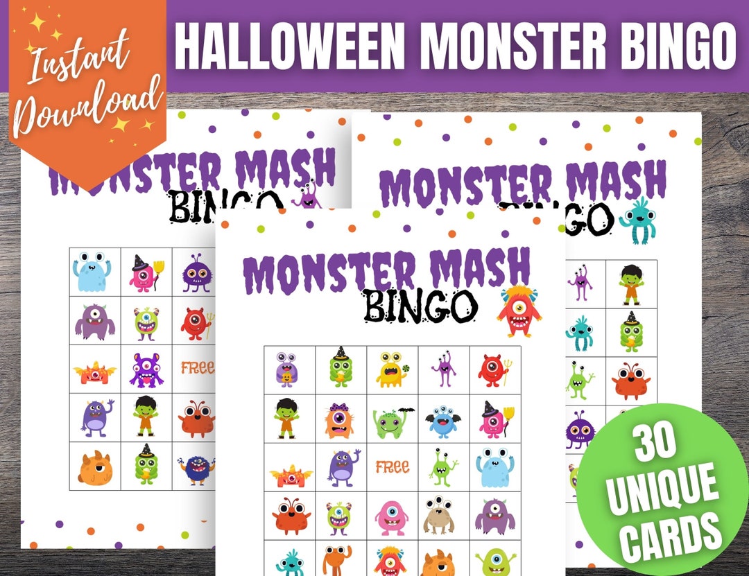 Monster Mash Bingo, Halloween Bingo Cards, Halloween Bingo Printable ...