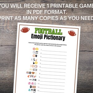 Football Emoji Pictionary Game: Tailgate Party Fun Quiz (digital ...