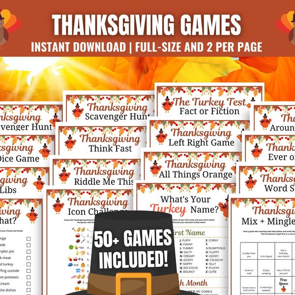 Thanksgiving Games for Kids - Etsy