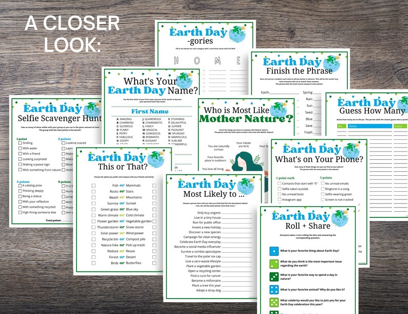 Earth Day Games Bundle: 25 Fun Printable Activities (PDF Download) - Etsy