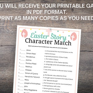 Bible Easter Story Character Match Game: Printable Trivia Quiz (digital ...