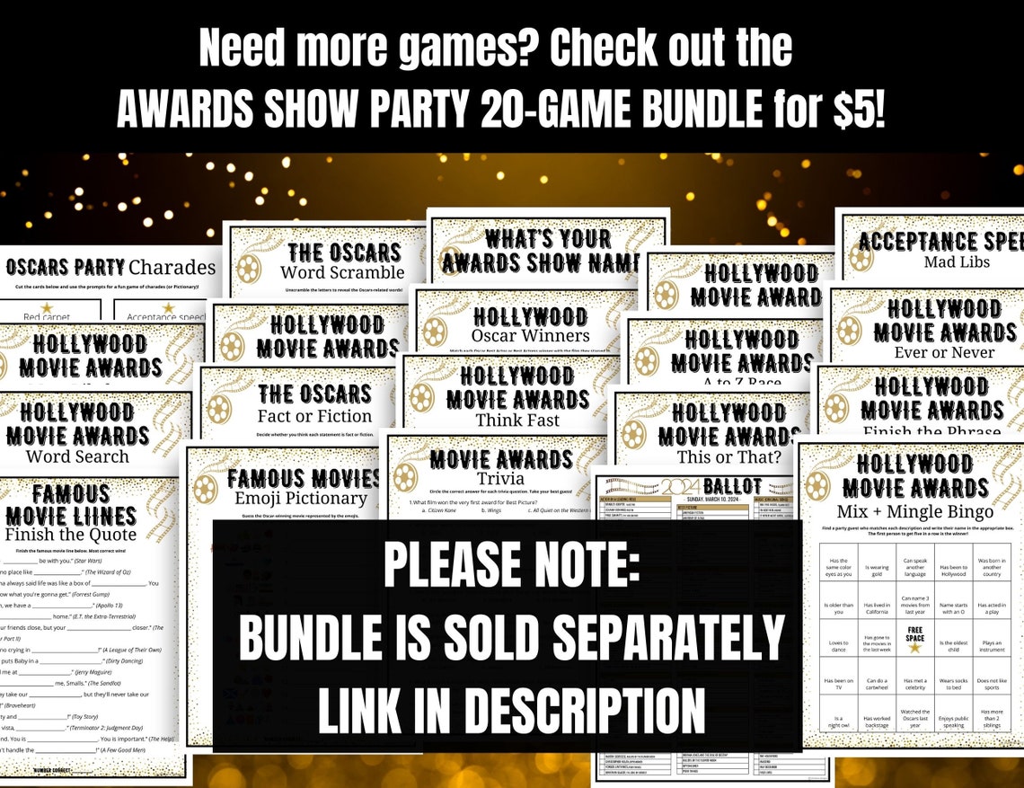 Movie Trivia Game: Hollywood Awards Party Quiz (digital Download) - Etsy