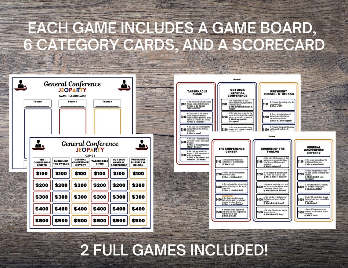 General Conference Jeoparty Game: LDS Trivia (digital Download) - Etsy