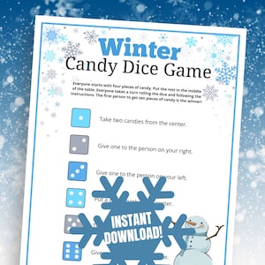 Winter Candy Dice Game: Holiday Party Activity for Kids (PDF) - Etsy