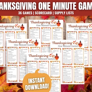 Thanksgiving One Minute Games Bundle, Thanksgiving Minute to Win Games ...