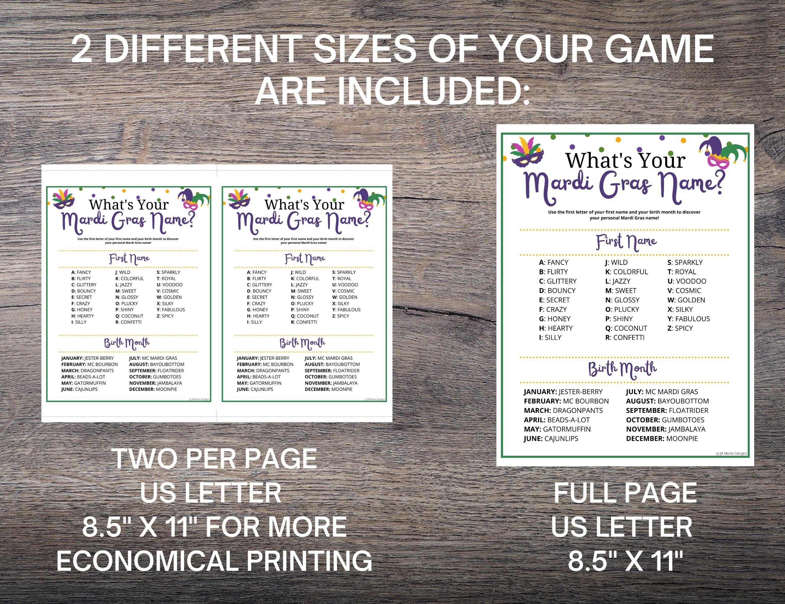 Mardi Gras Name Game Printable: Party Activity (digital Download) - Etsy