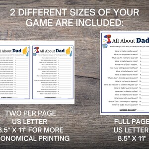 All About Dad Fathers Day Game, Fun Fathers Day Idea for Kids, Adults ...