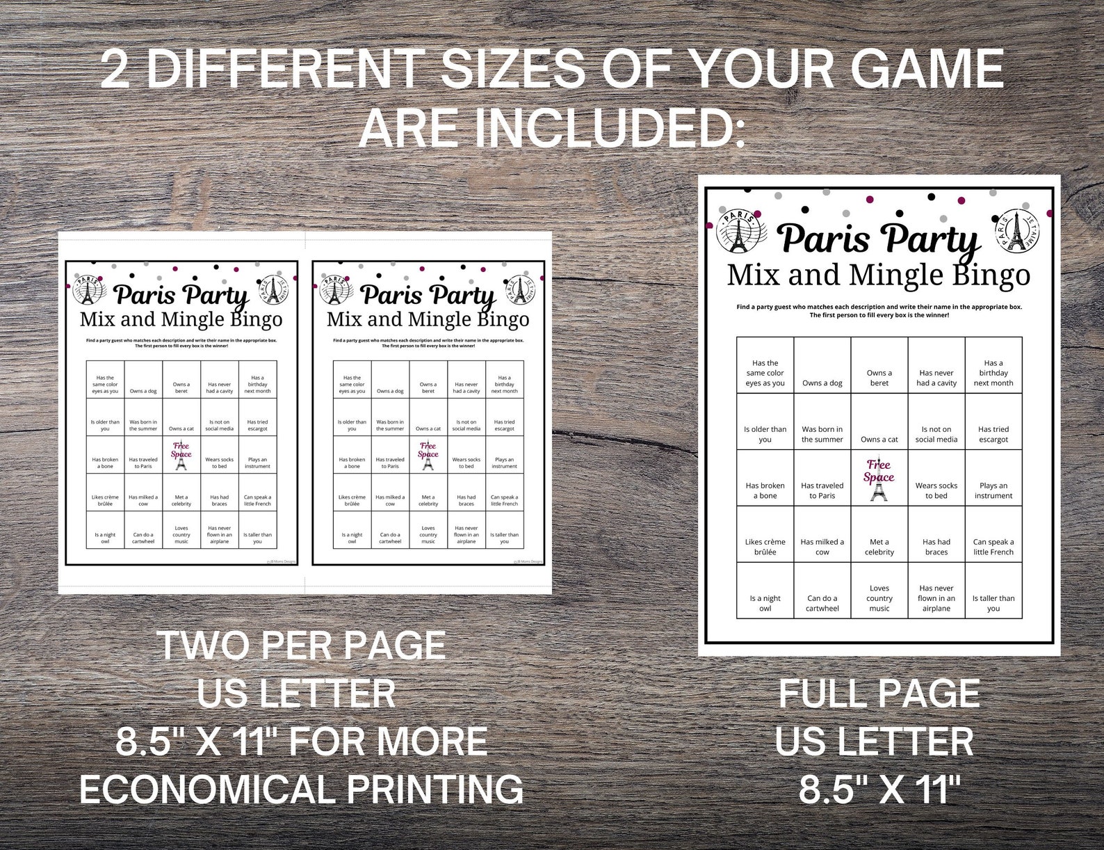 Paris Party Mix and Mingle Bingo Game, Find Someone Who, Find the Guest ...