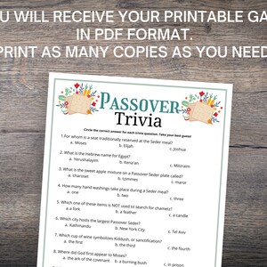 Passover Trivia Game: Fun Seder Activity (printable PDF) - Etsy