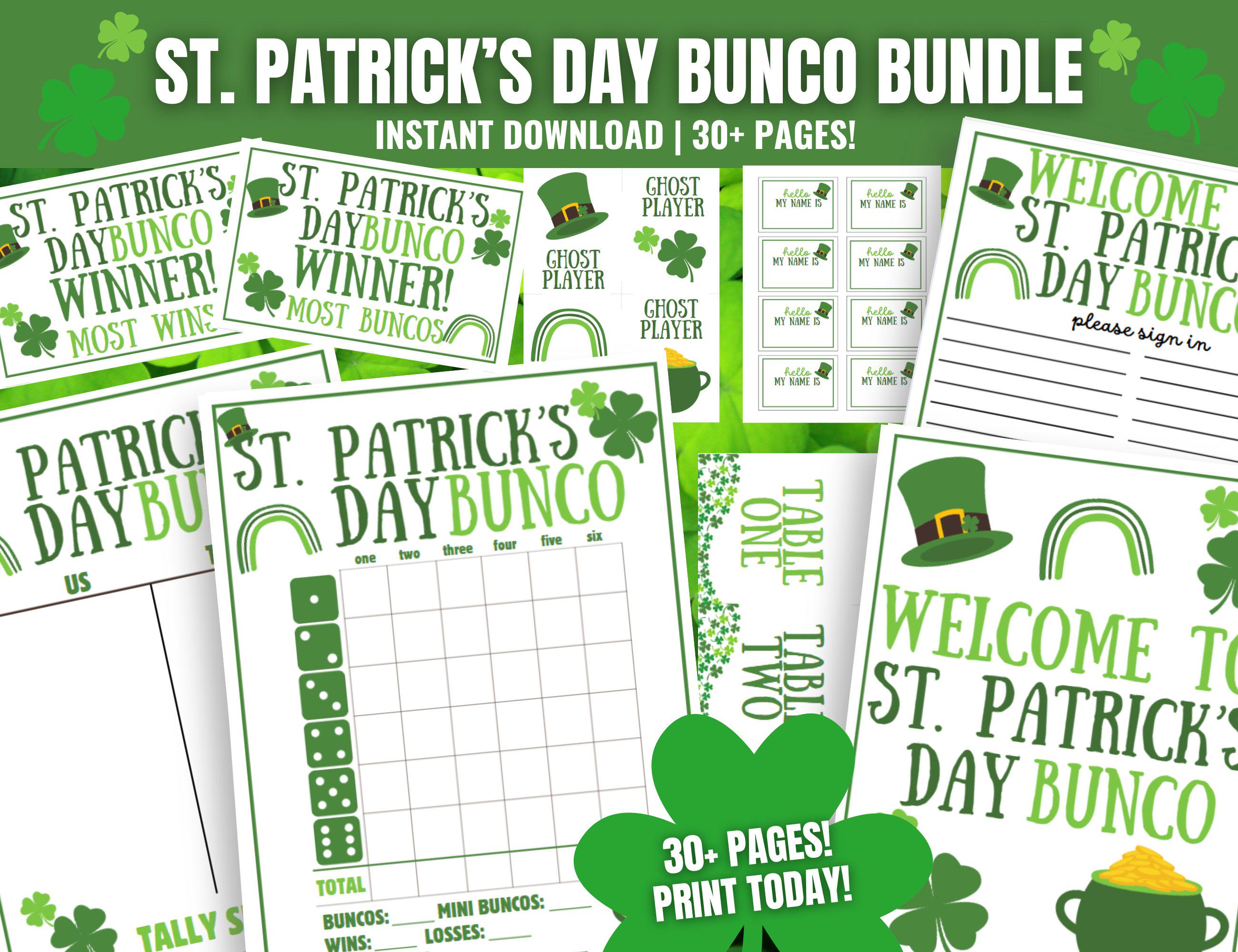 St. Patrick's Day Bunco MEGA Bundle: Printable Scoresheets, Tally ...